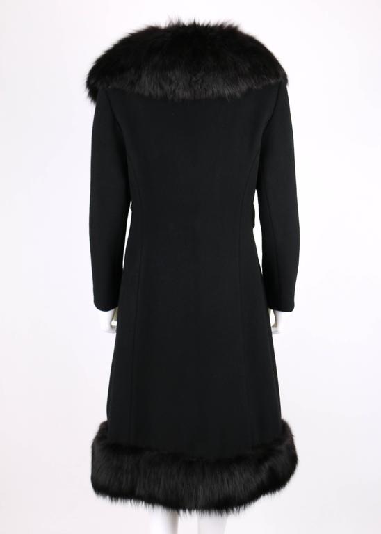 FEMINELLA c.1960's Black Fox Fur Wool Long Princess Coat Jacket at ...