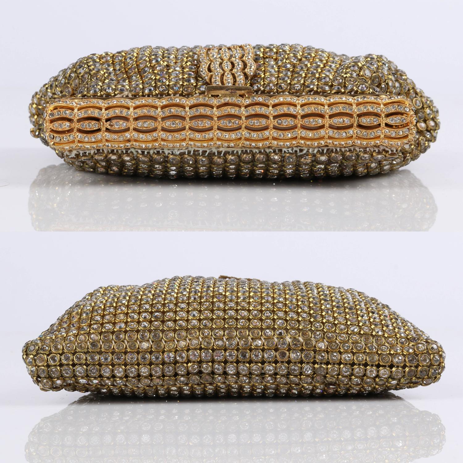 c.1950's Gold Rhinestone Mesh Scalloped Edge Detail Evening Bag Clutch ...