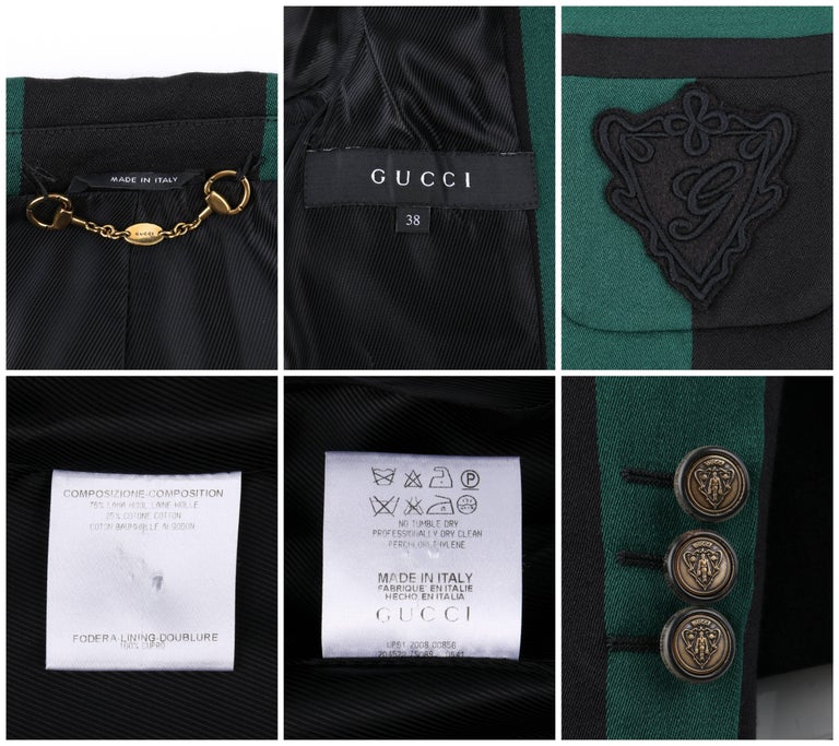 GUCCI S/S 2009 Green and Black Striped Wool Prep School Blazer Jacket ...