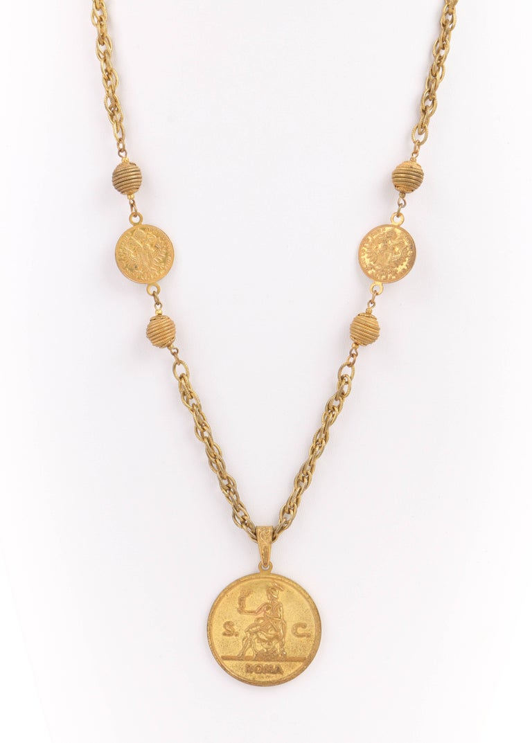 MIRIAM HASKELL c.1960's Gold Roman Caesar Coin Medallion Pendant ...