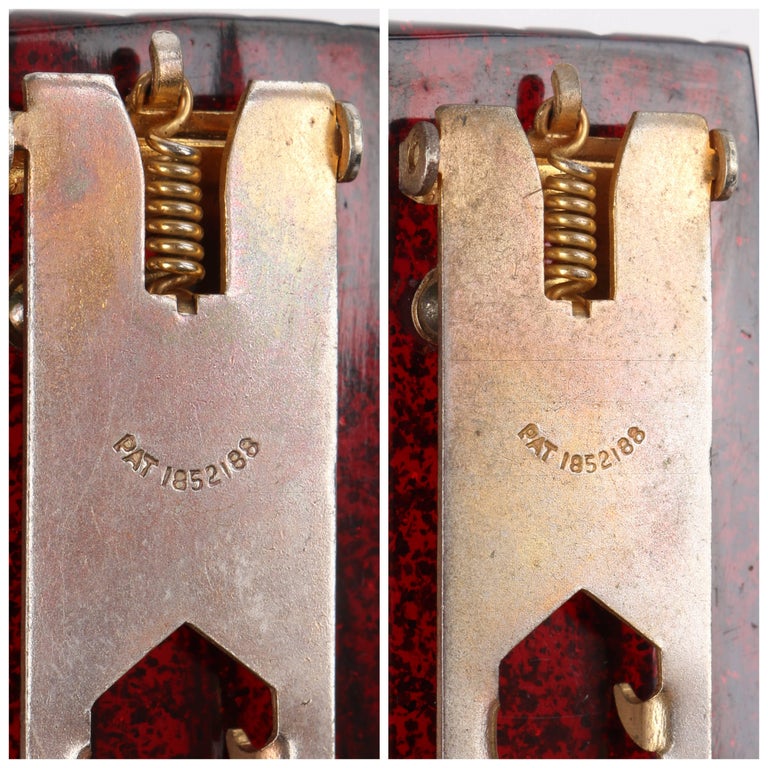 2 Piece Art Deco Garnet Red Glitter Bakelite Fan Dress / Fur Clip Set ...