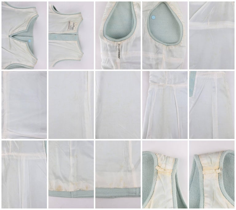 COURREGES Hyperbole c.1970s Sky Blue Wool Sleeveless Siganture Logo A ...