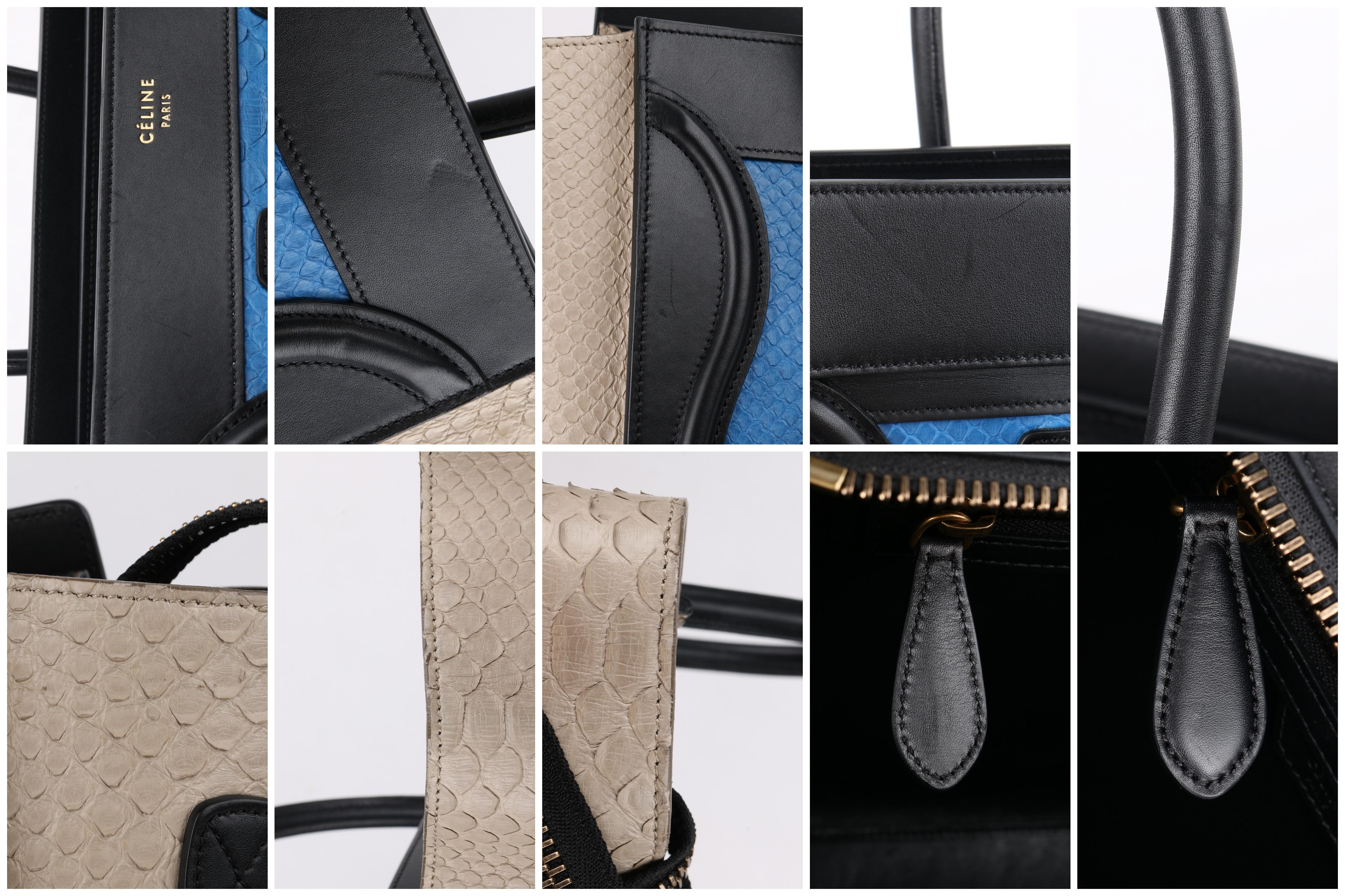 CELINE "Micro Luggage Tote" Tricolor Python Leather Top Handle Handbag ...