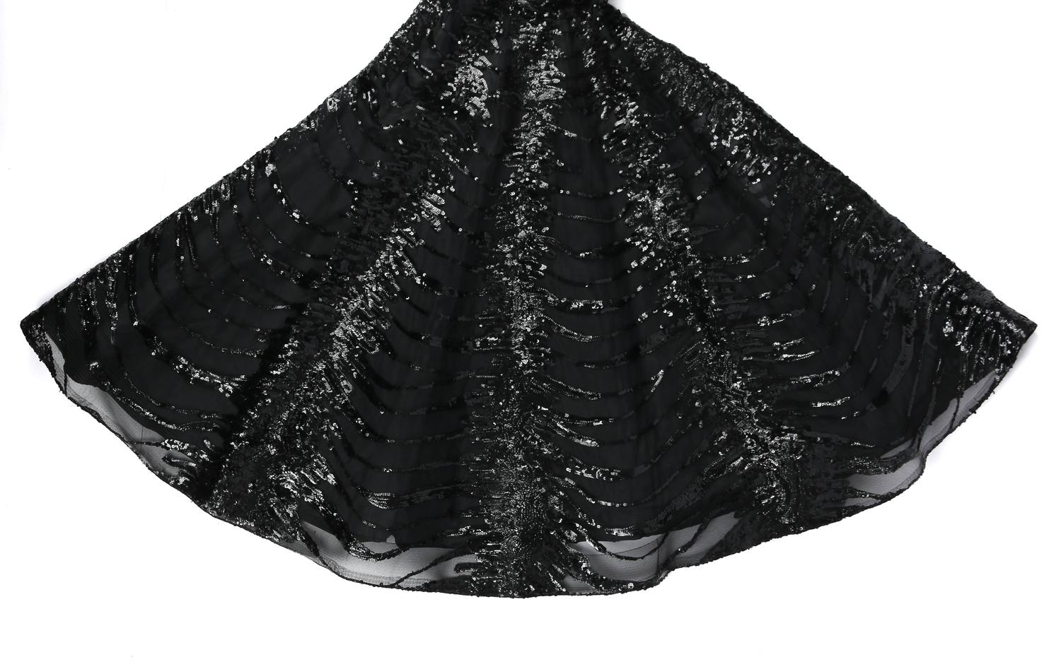 HAUTE COUTURE 1950s Black Sequin Ball Gown Evening Theater Opera Party ...