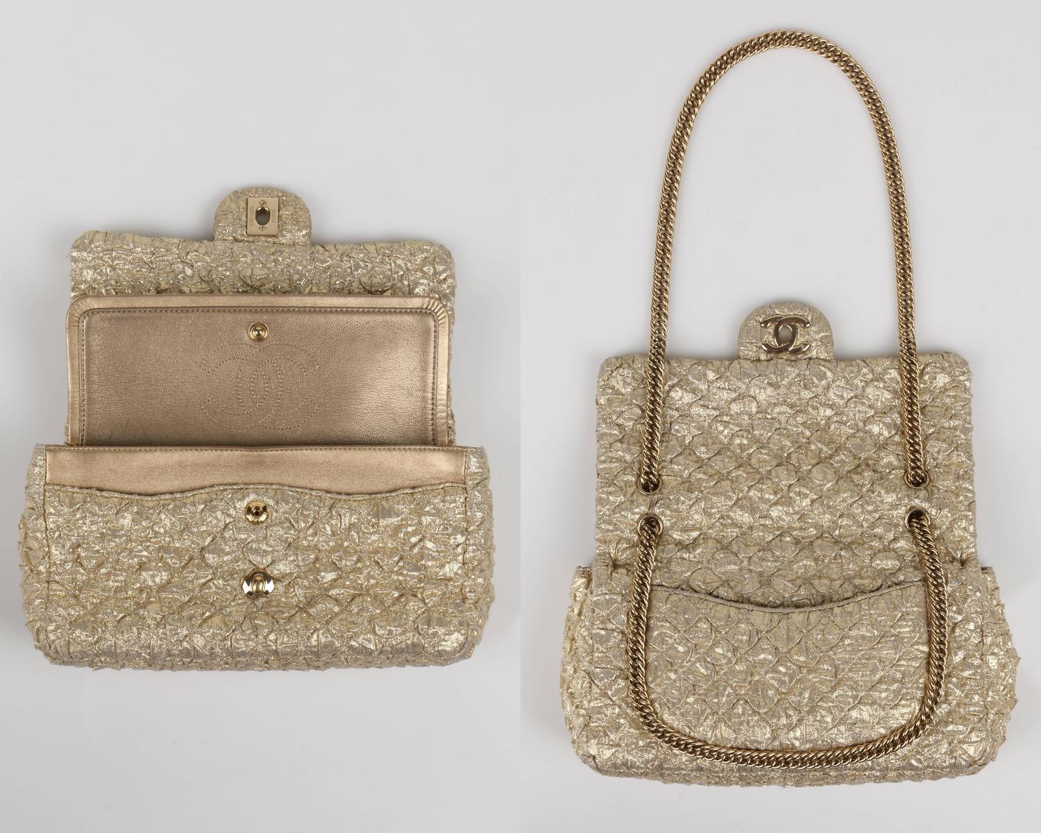 CHANEL Ltd Ed. c.2008 Cruise Gold Lame Quilted 2.55 Double Flap Bag ...