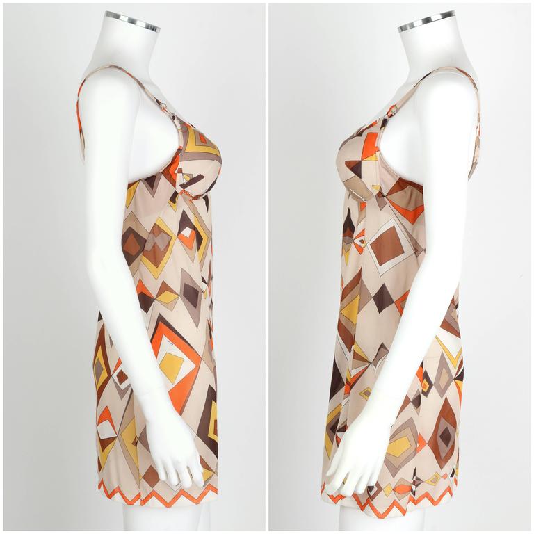 EMILIO PUCCI c.1960s Formfit Rogers 2pc Tan Geometric Print Tunic Dress ...