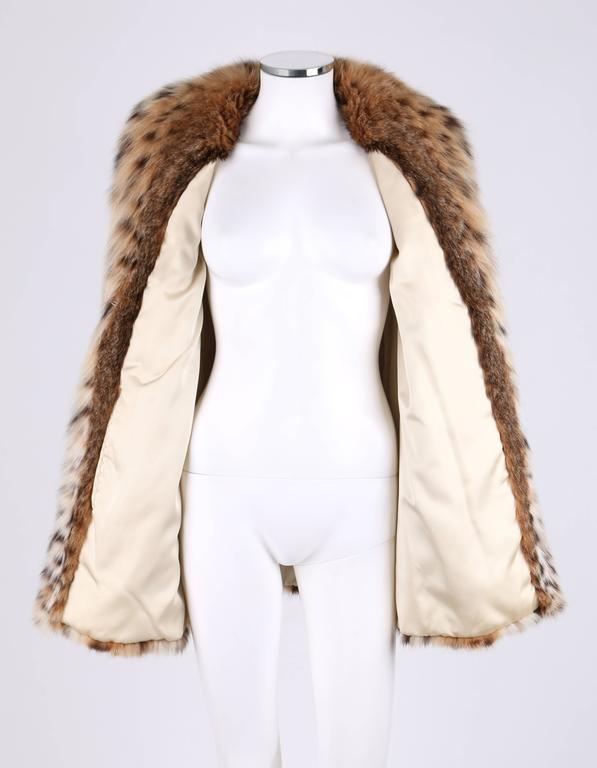 GENUINE BOBCAT Spotted Fur Large Collar Statement Stroller Coat Jacket ...