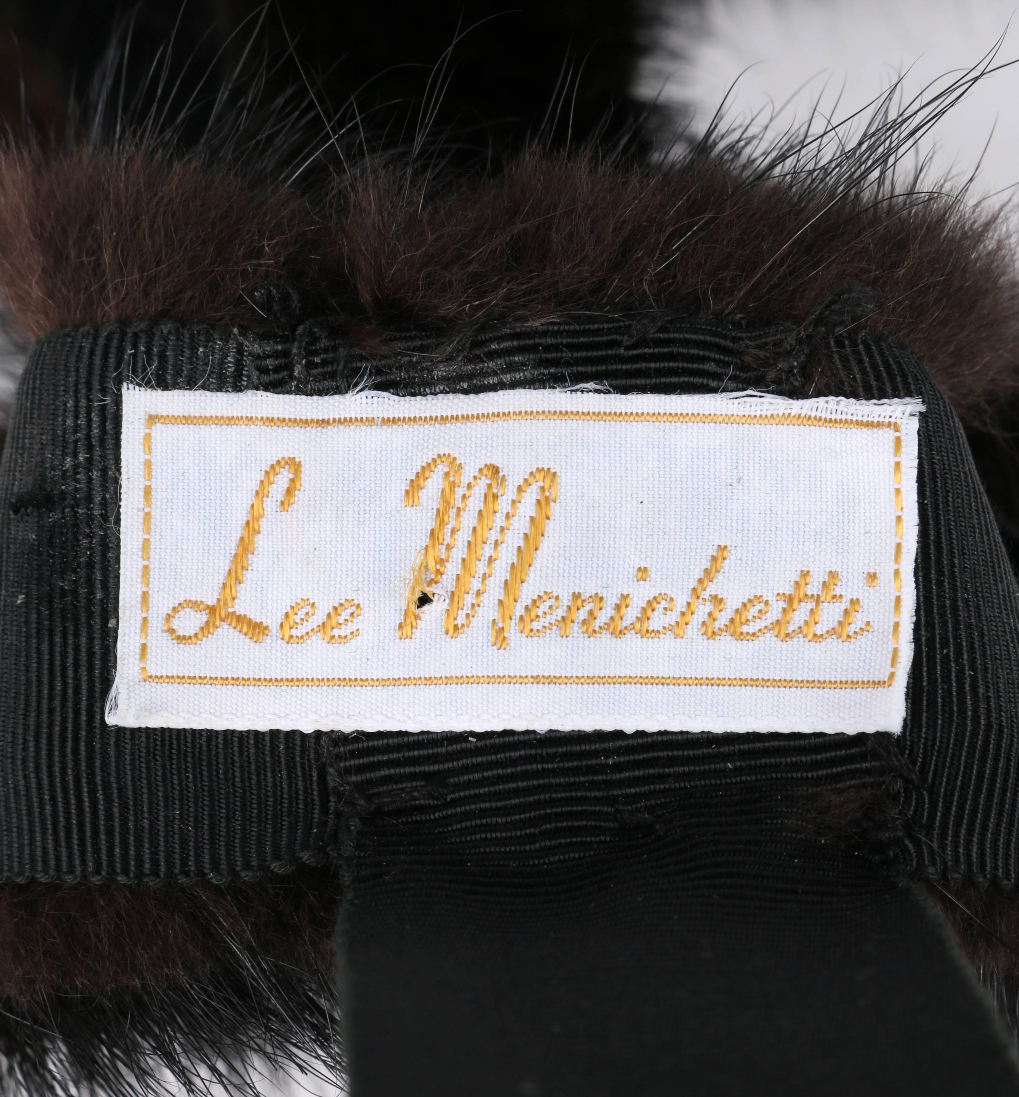 LEE MENICHETTI c.1970's Dark Brown Genuine Mink Fur Chain Link Ribbon ...