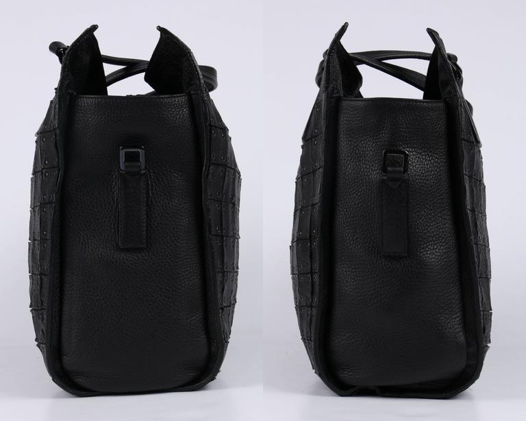 BURBERRY "Knight Warrior" Black Leather Large Shoulder Bag Convertible ...