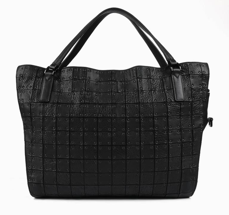 BURBERRY "Knight Warrior" Black Leather Large Shoulder Bag Convertible ...