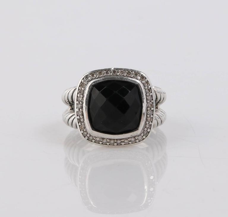 DAVID YURMAN Albion Black Onyx Diamond Sterling Silver Cable RIng at ...