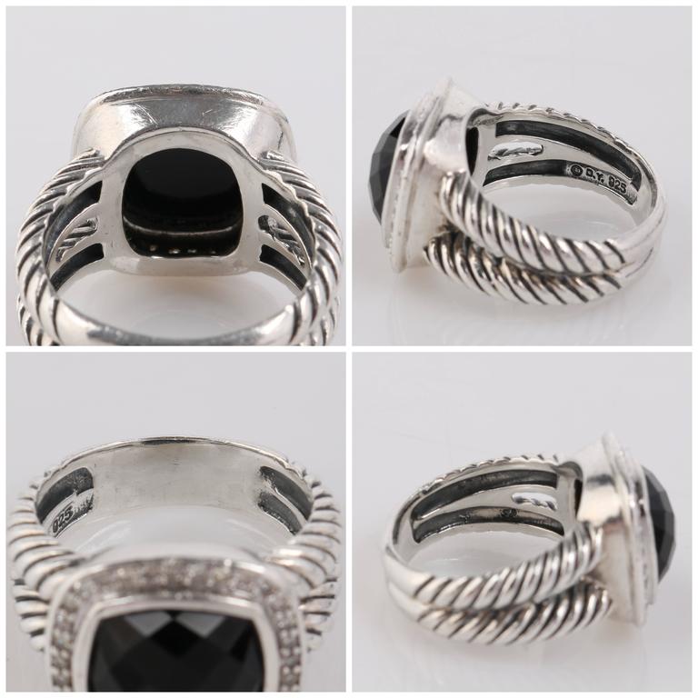DAVID YURMAN Albion Black Onyx Diamond Sterling Silver Cable RIng at ...
