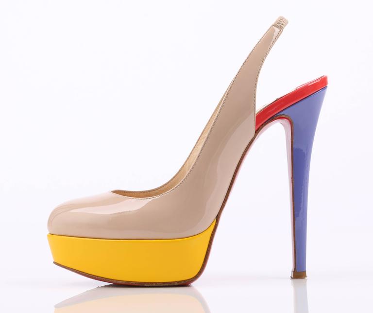 CHRISTIAN LOUBOUTIN Bianca Multi Color Slingback Platform Pumps High ...