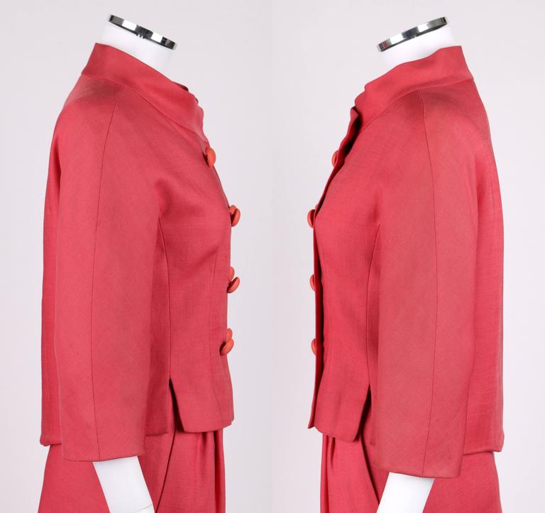 BALENCIAGA c.1960's Haute Couture 2 Piece Salmon Pink Blazer Skirt Suit ...