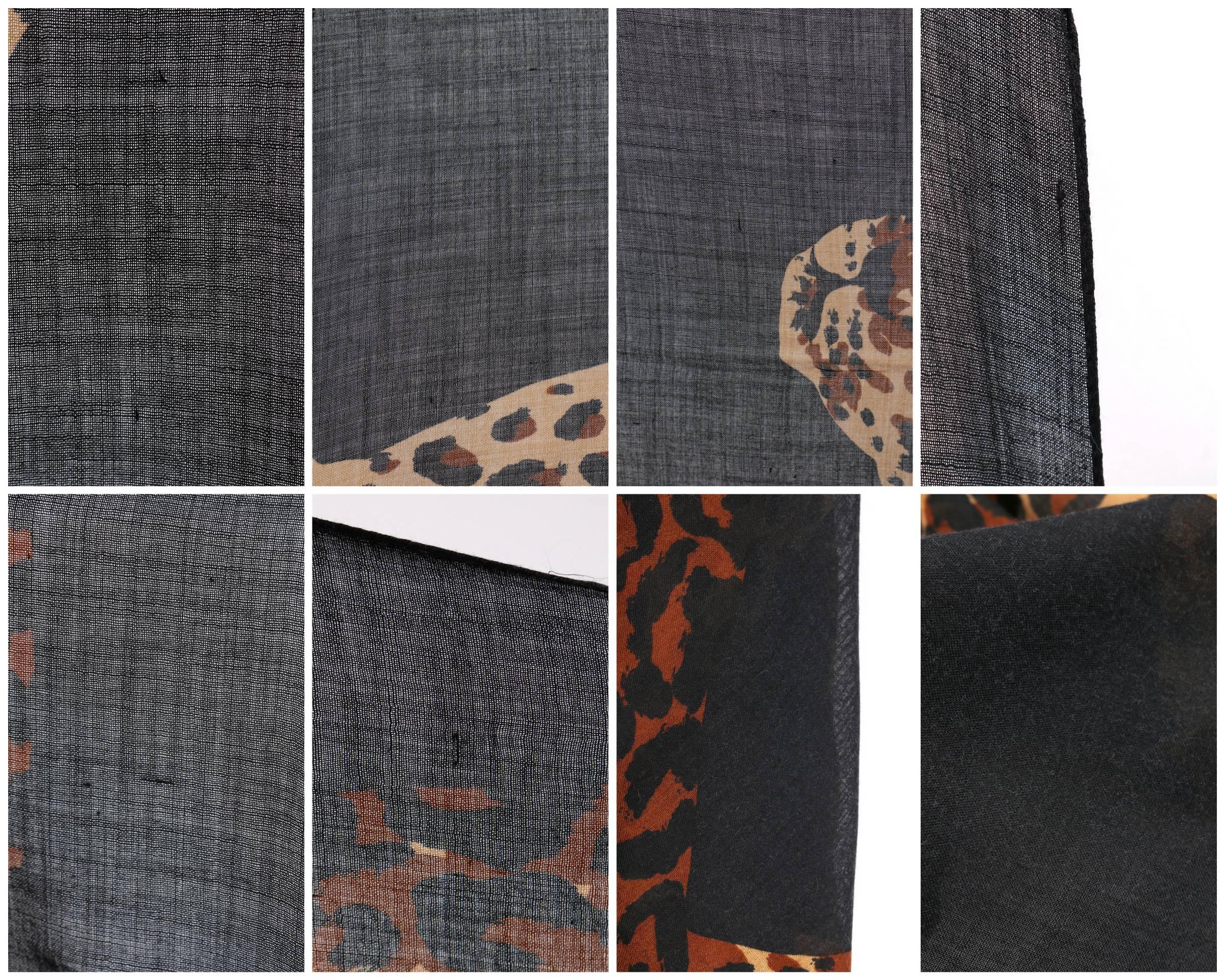 YVES SAINT LAURENT Foulards c.1980's YSL Oversized Black Leopard Print ...