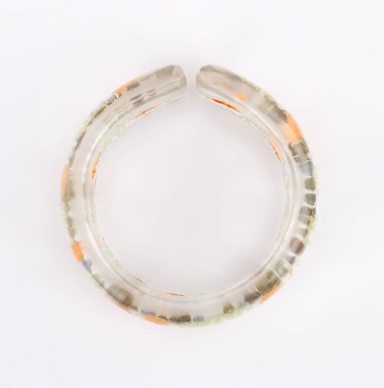 c.1940's Clear Plastic Lucite Reversed Hand Carved Goldfish Cuff ...