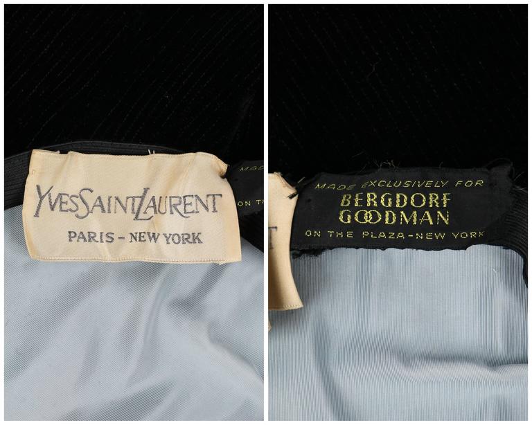 YVES SAINT LAURENT c.1960's YSL Mod Black Velvet Saucer Tam Hat at ...
