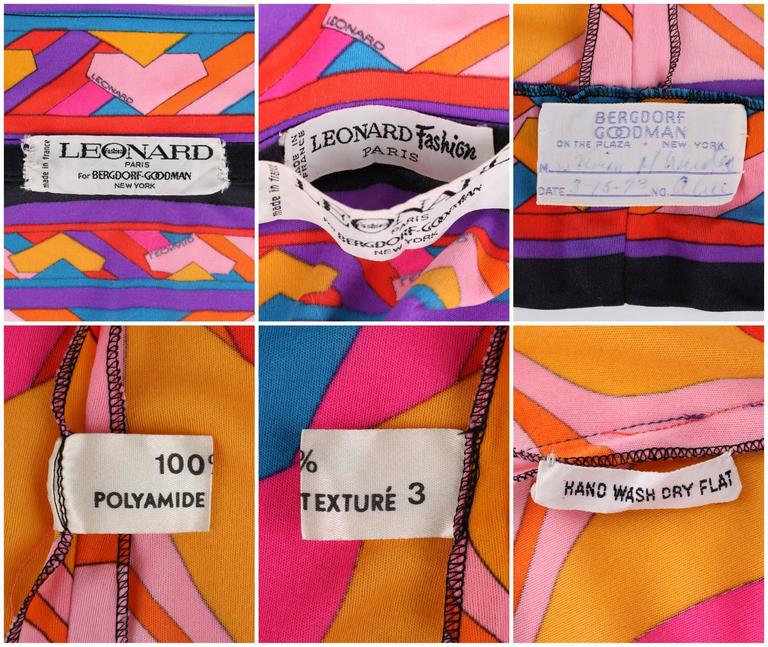LEONARD Paris c.1973 Fashion Multicolor Geometric Signature Print ...