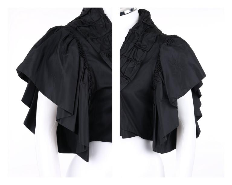 JEAN PATOU Adaptation c.1930's Black Silk Jacket Ruffled Capelet For ...