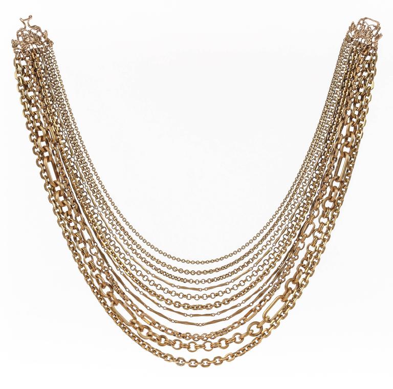 STEPHEN DWECK Bronze Multistrand Chain Necklace at 1stDibs