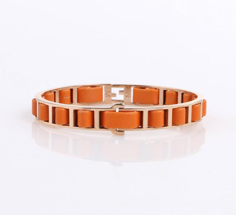 FENDI S/S 2011 "Fendista" Orange Woven Nappa Leather Gold Bangle ...