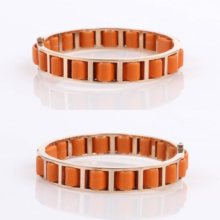 FENDI S/S 2011 "Fendista" Orange Woven Nappa Leather Gold Bangle ...