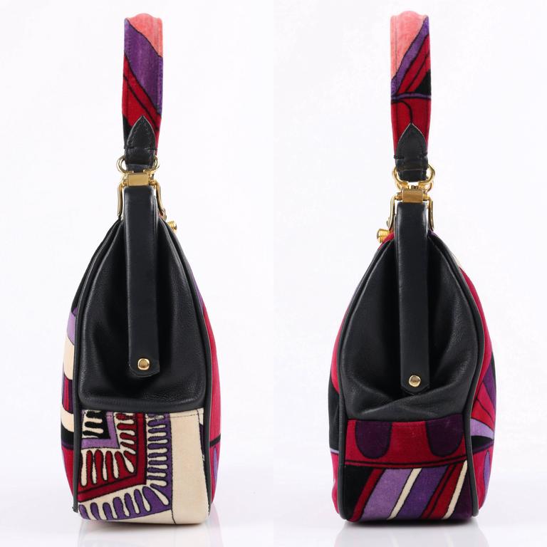 EMILIO PUCCI c.1964 "Taitù" Signature Print Multicolor Velvet and ...