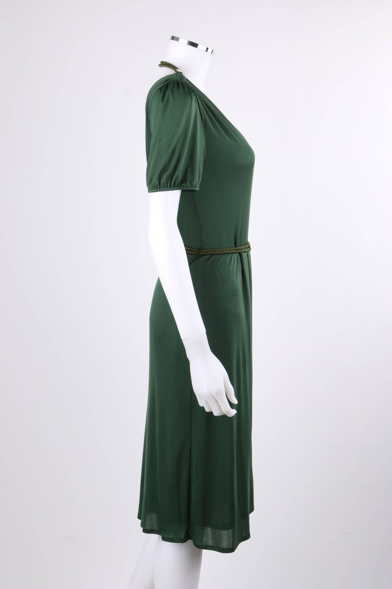 GUCCI Resort 2007 Forest Green Jersey Knit Wrap Cocktail Dress + Rope ...