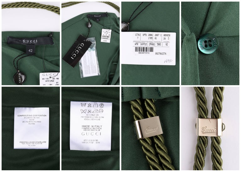 GUCCI Resort 2007 Forest Green Jersey Knit Wrap Cocktail Dress + Rope ...