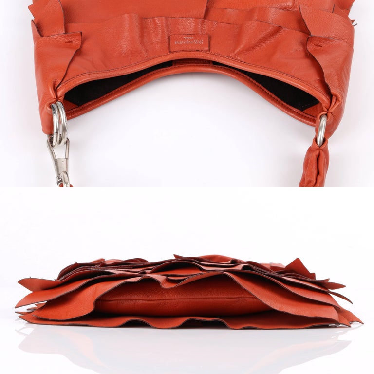 YVES SAINT LAURENT S/S 2004 "St Tropez" YSL Burnt Orange Leather Ruffle ...