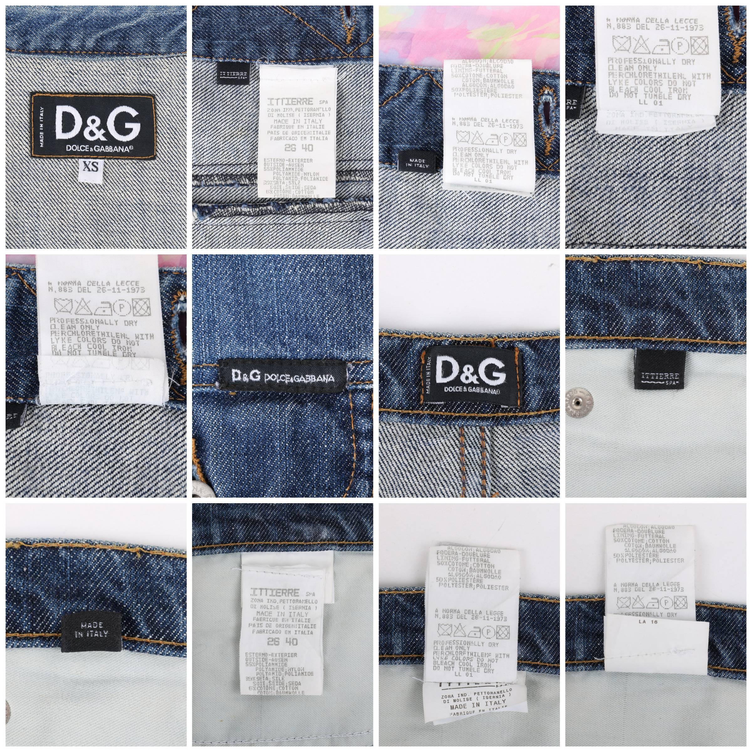 D&G S/S 2000 DOLCE and GABANA 2 Pc Blue Denim and Floral Chiffon Jacket ...