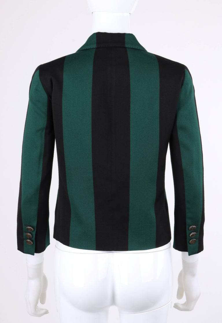 GUCCI S/S 2009 Green and Black Striped Wool Prep School Blazer Jacket ...