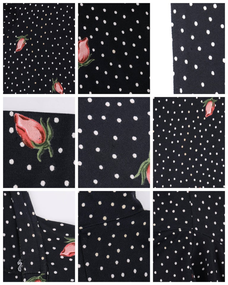 DIANE VON FURSTENBERG c.1970s DVF Polkadot Rosebud Print Knit Iconic ...