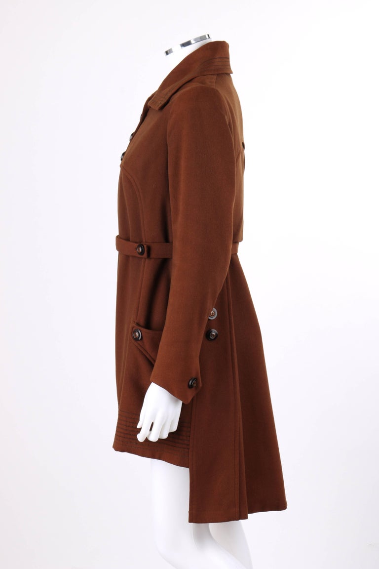 COUTURE c.1910's Edwardian WWI Brown Wool Belted Military Belted ...