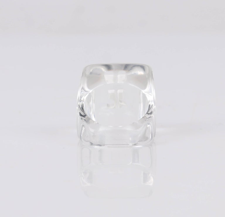 COURREGES c.1970's Clear Lucite "AC" Monogram Ice Cube Statement Ring ...