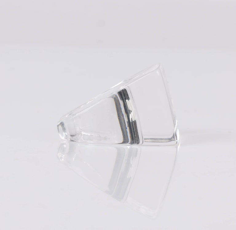 COURREGES c.1970's Clear Lucite "AC" Monogram Ice Cube Statement Ring ...