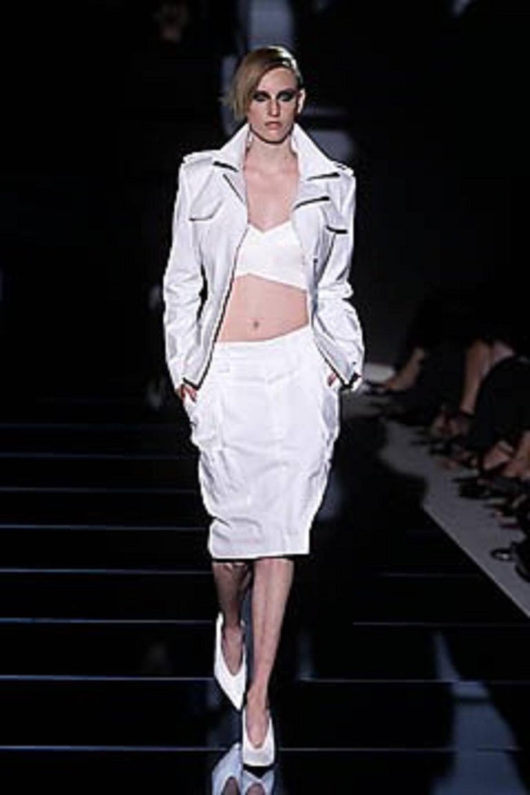GUCCI S/S 2001 TOM FORD Navy Blue Silk Twill Cargo Pocket Pencil Skirt ...
