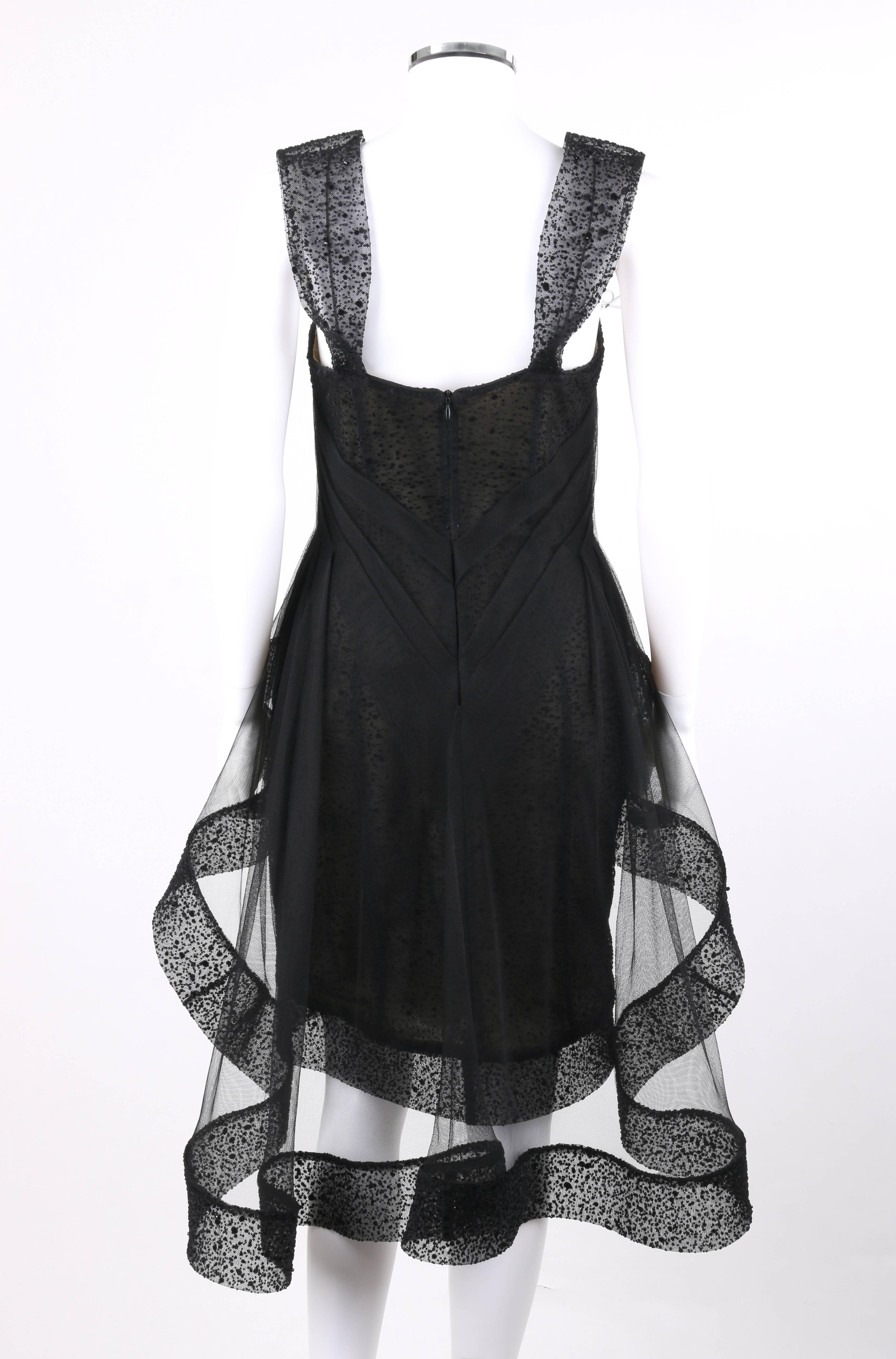 ALEX TEIH Black Silk Tulle Polka Dot High Low Avant Garde Formal ...