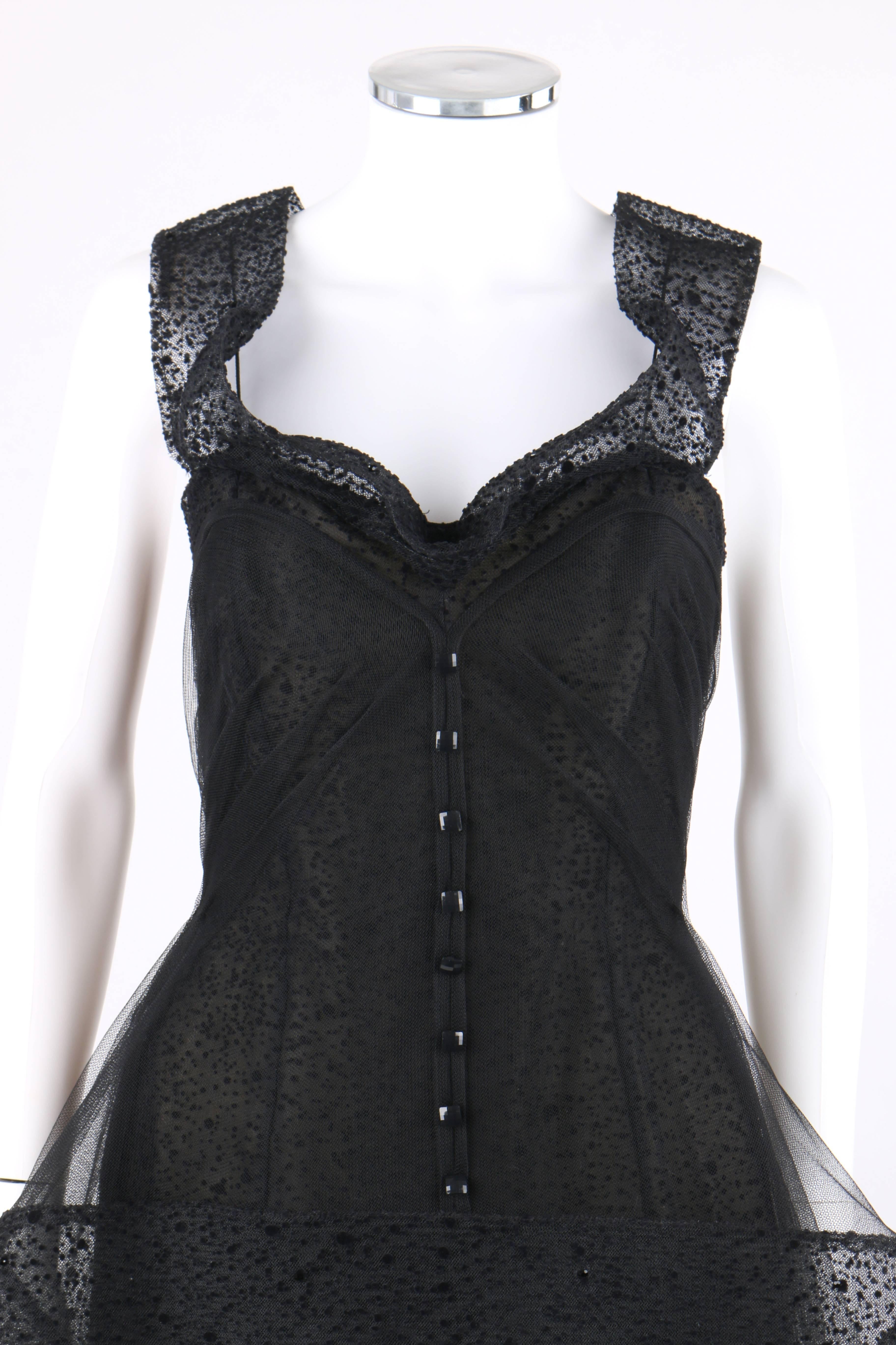 ALEX TEIH Black Silk Tulle Polka Dot High Low Avant Garde Formal ...