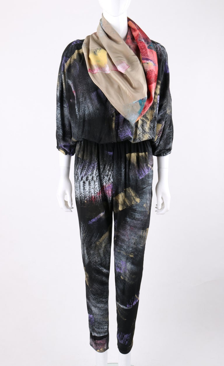 CHIA JEN JENNIFER MACKEY Hand Printed Silk Art To Wear Jumpsuit OOAK ...