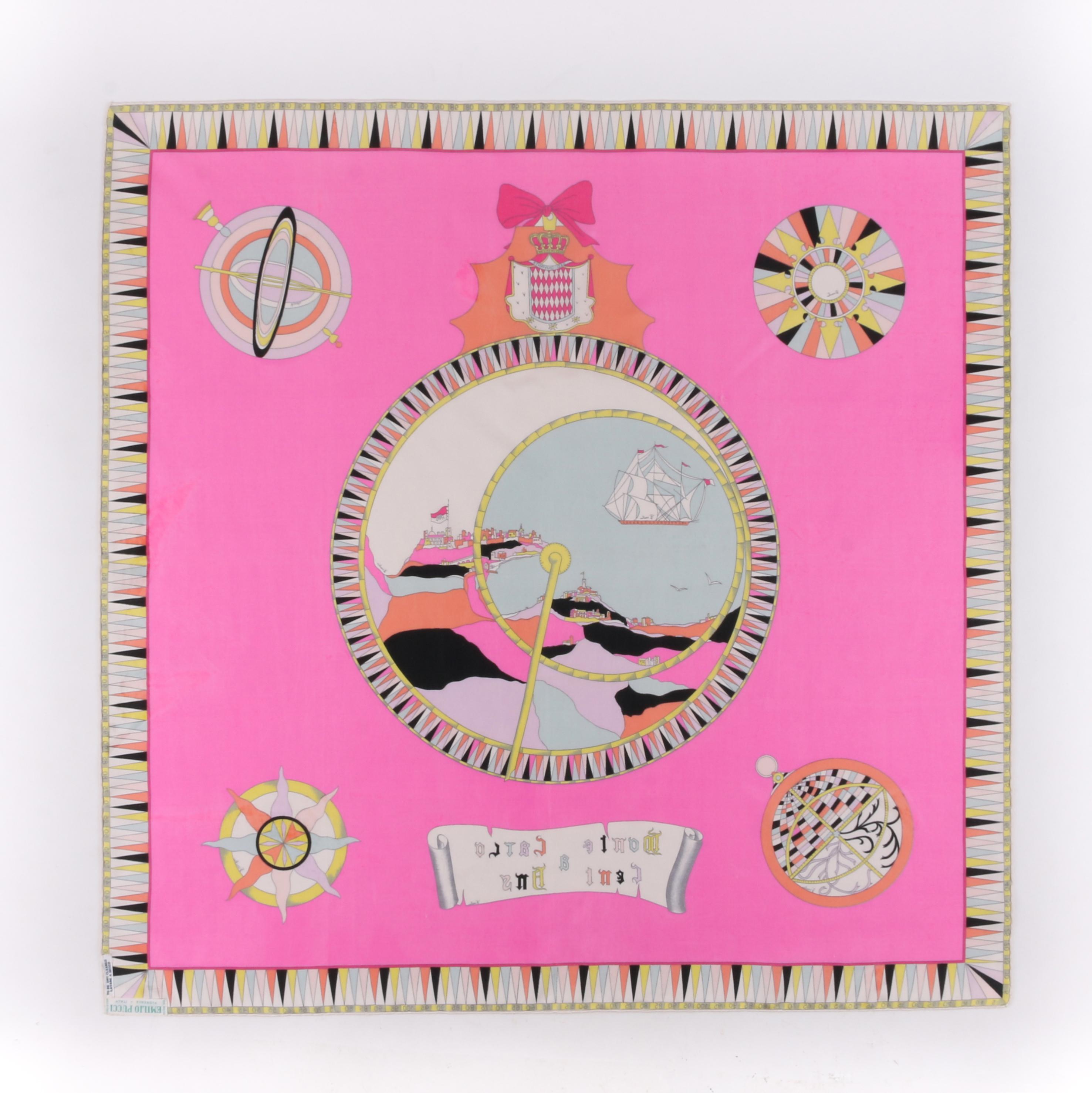 EMILIO PUCCI c.1966 "Monte Carlo A Cent Ano" Centennial Print Silk ...