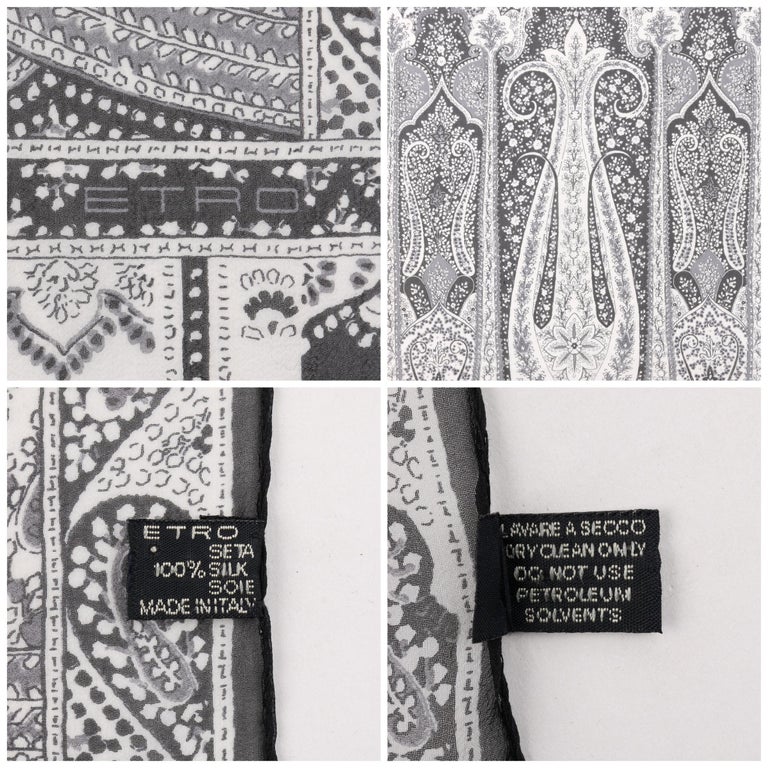 ETRO Black and White Silk Chiffon Paisley Print Oblong Scarf at 1stDibs ...