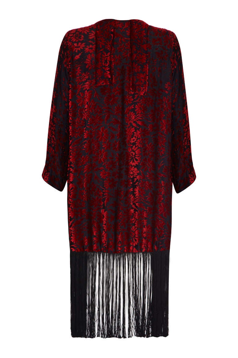 1920’s Red and Black Burnout Velvet Jacket at 1stDibs