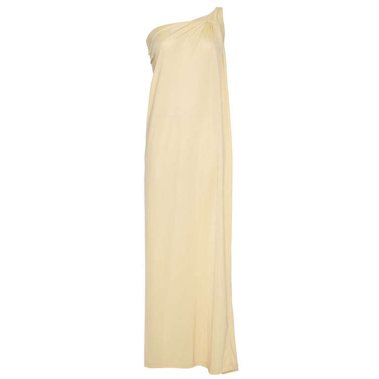 1970’s Cream Asymmetrical Yuki for Rembrandt Dress at 1stDibs