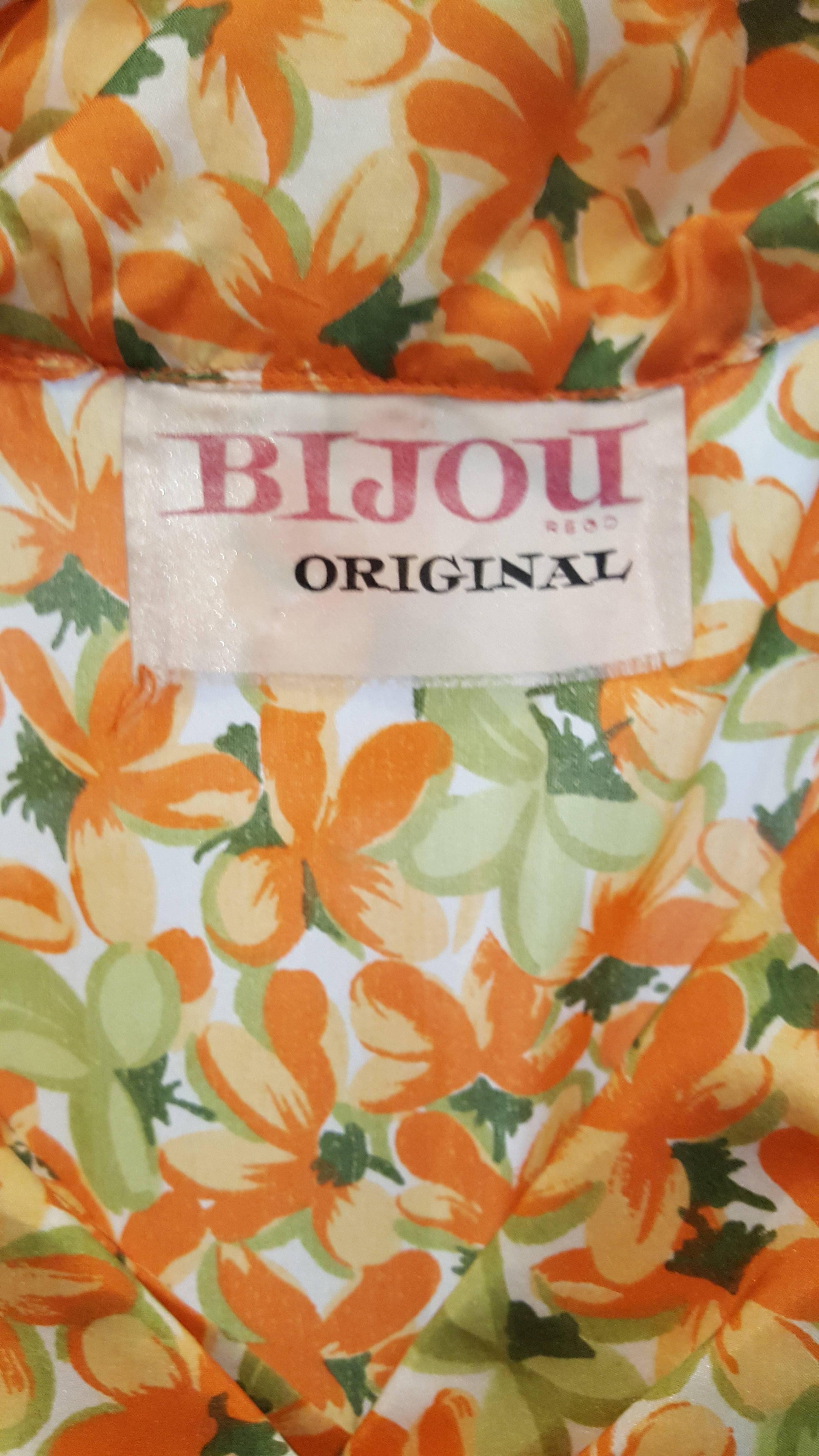 1960s Orange Floral Print Dress at 1stDibs