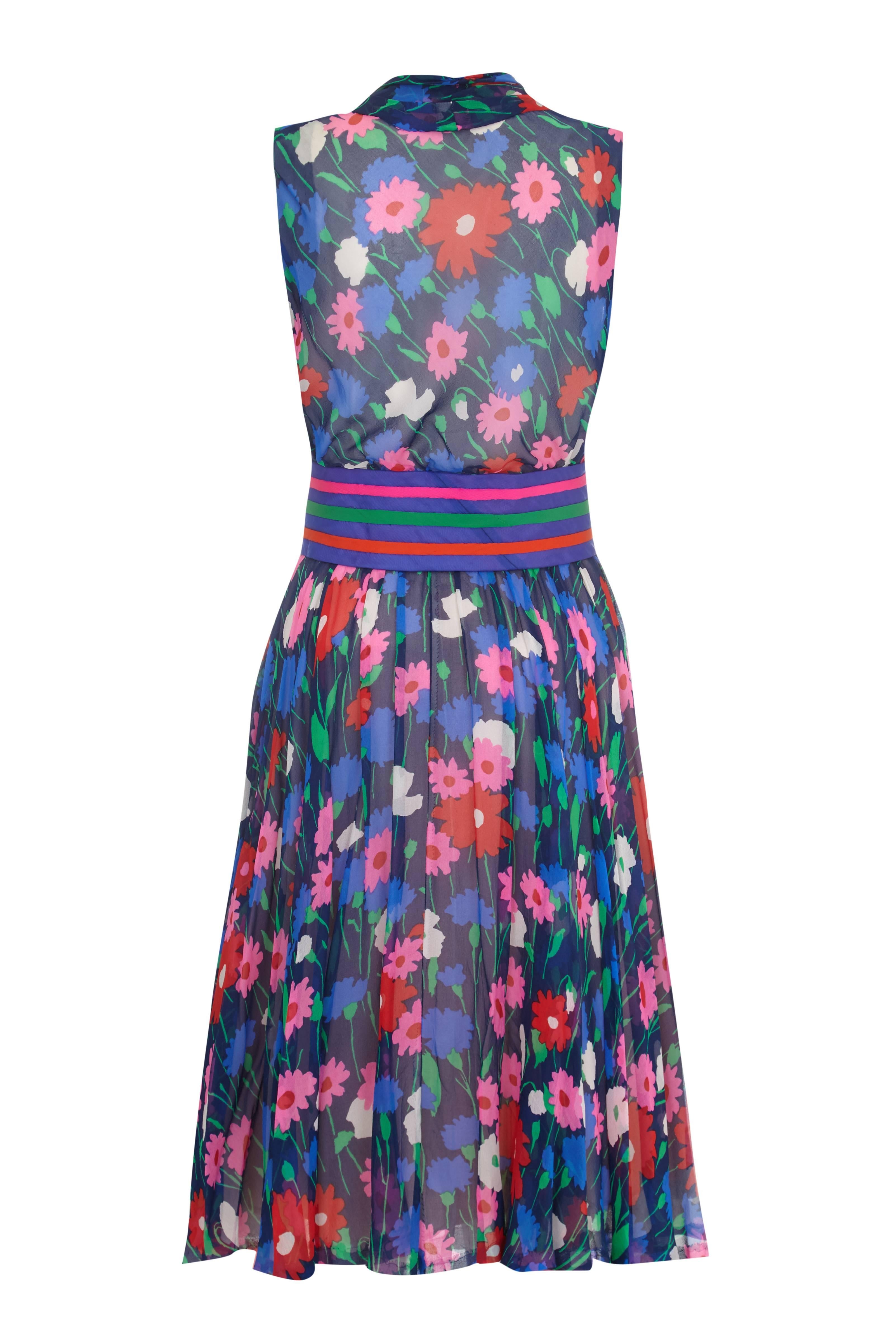 1960s Rahvis Couture Floral Chiffon Dress at 1stDibs