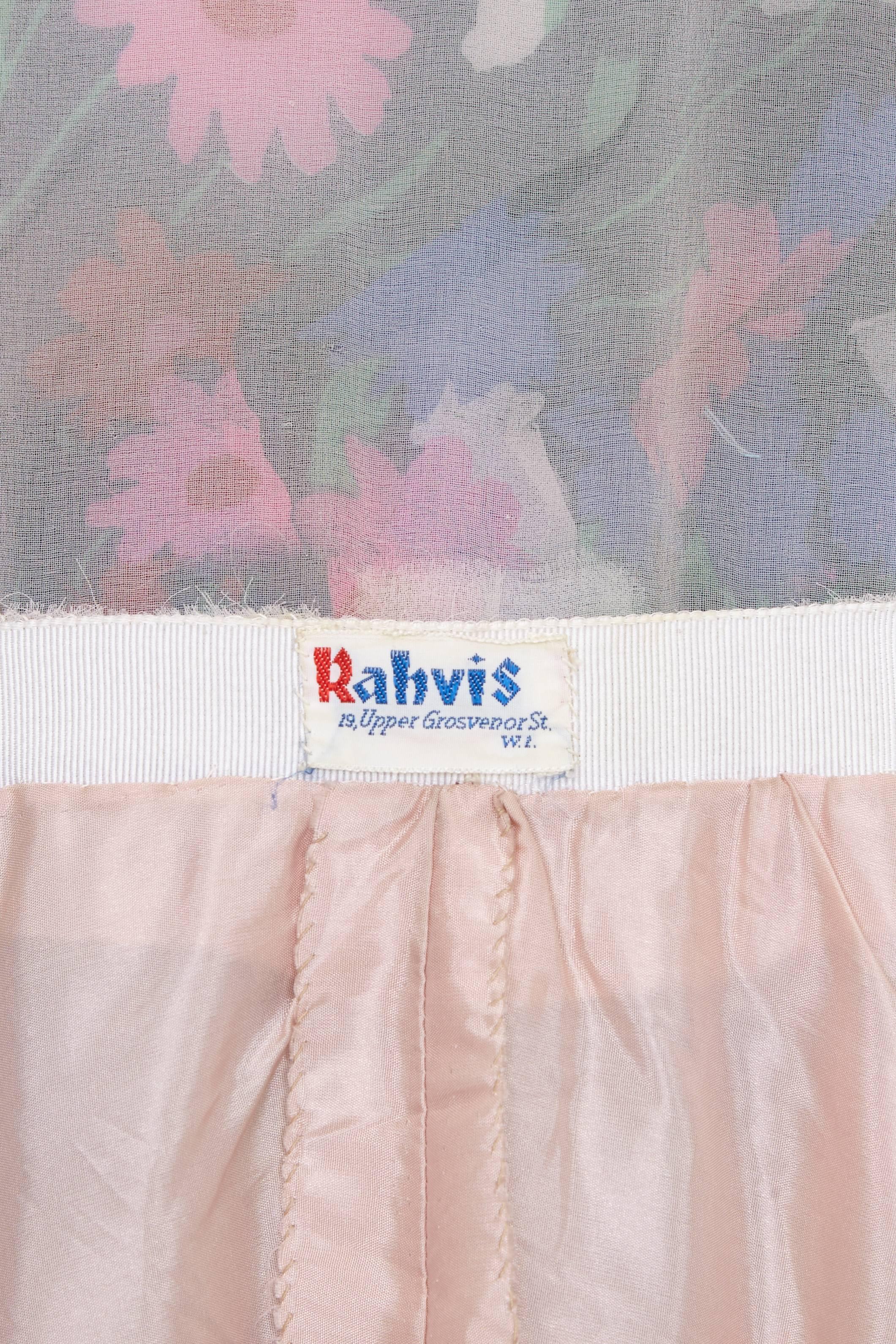 1960s Rahvis Couture Floral Chiffon Dress at 1stDibs