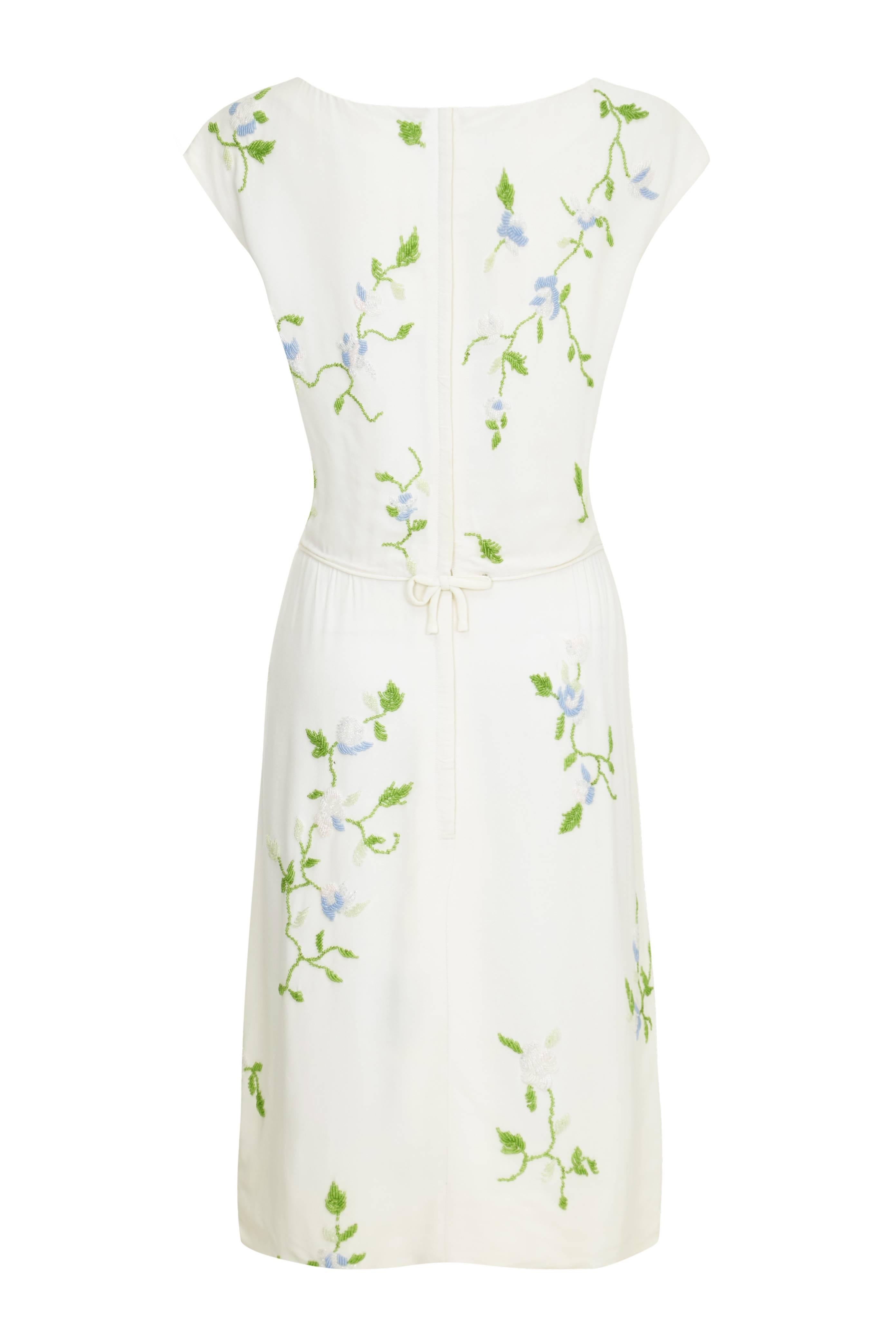 1960s Nat Kaplan White Beaded Dress at 1stDibs