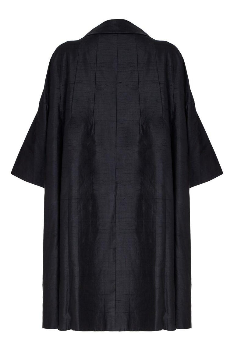 Harvey Nichols Black Silk Evening Swing Duster Coat, 1950s at 1stDibs ...