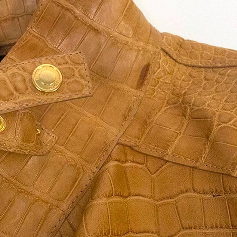 Gucci tan crocodile coat For Sale at 1stDibs | gucci crocodile jacket ...